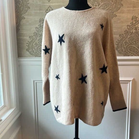 Joules | Sweaters | Joules 8 Lambswool Oversized Sweater Tan W Navy ...